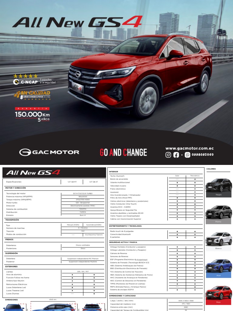 Ficha - Tecnica GS4 | Descargar gratis PDF | Sistema de freno antibloqueo | Vehículos