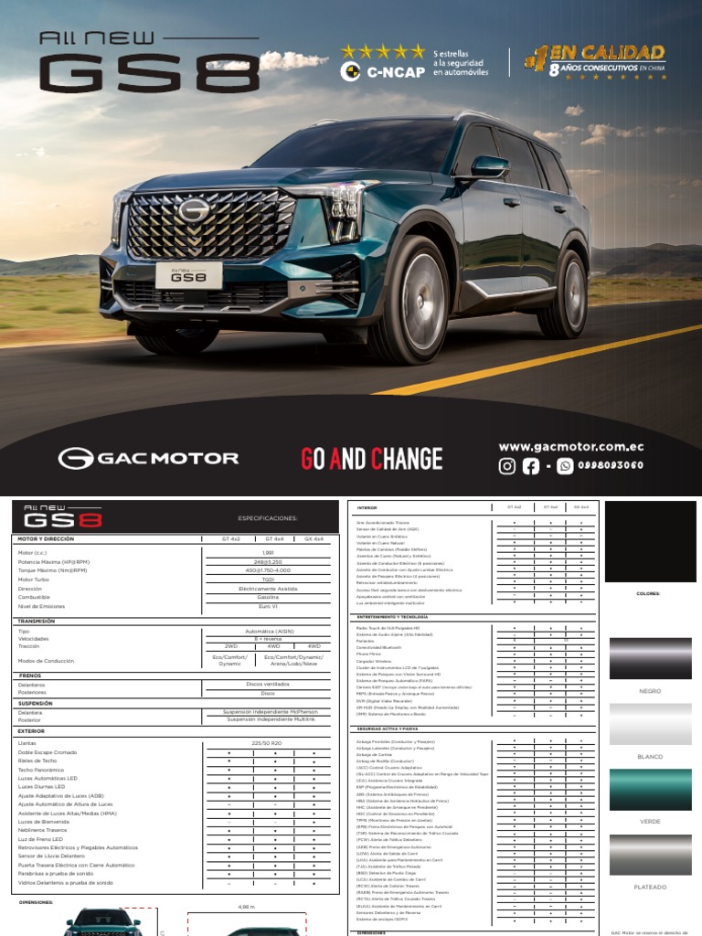 Ficha Tecnica GS8 | PDF