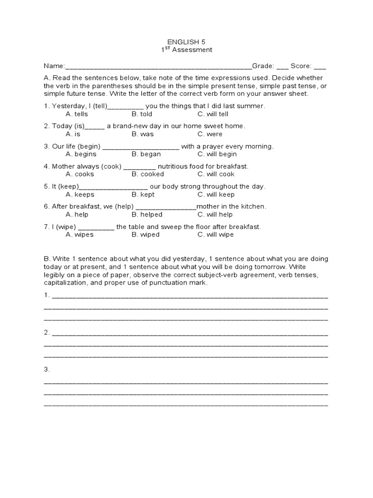2ND Grading Quiz English 5 | PDF | Verb | Language Mechanics
