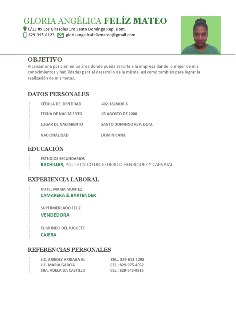 CV Gloria Angélica Felíz Mateo | PDF