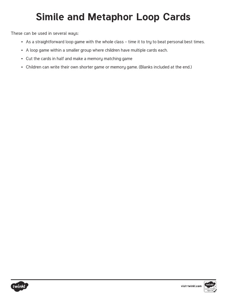 t2 e 3212 Metaphor and Simile Loop Cards - Ver - 2 | PDF | Earth Sciences