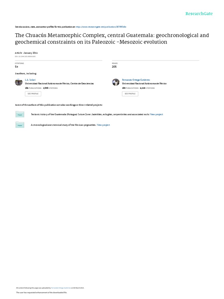 The Chuacus Metamorphic Complex Central Guatemala | PDF | Granite ...