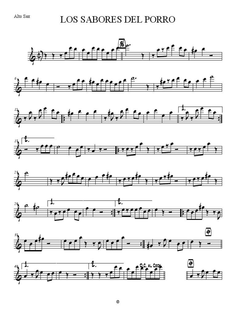 Los Sabores Del Porro - Alto Sax | PDF