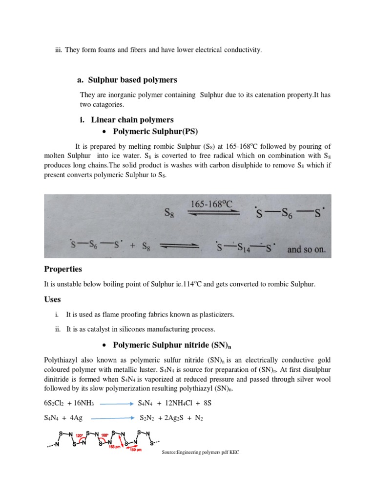 Properties and Applications of Sulfur-Based Polymers | PDF | Sulfur ...