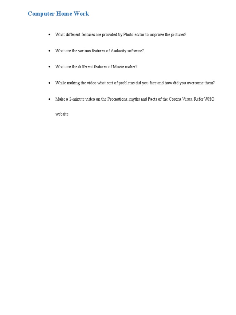 Computer Grade 8 Homework | PDF