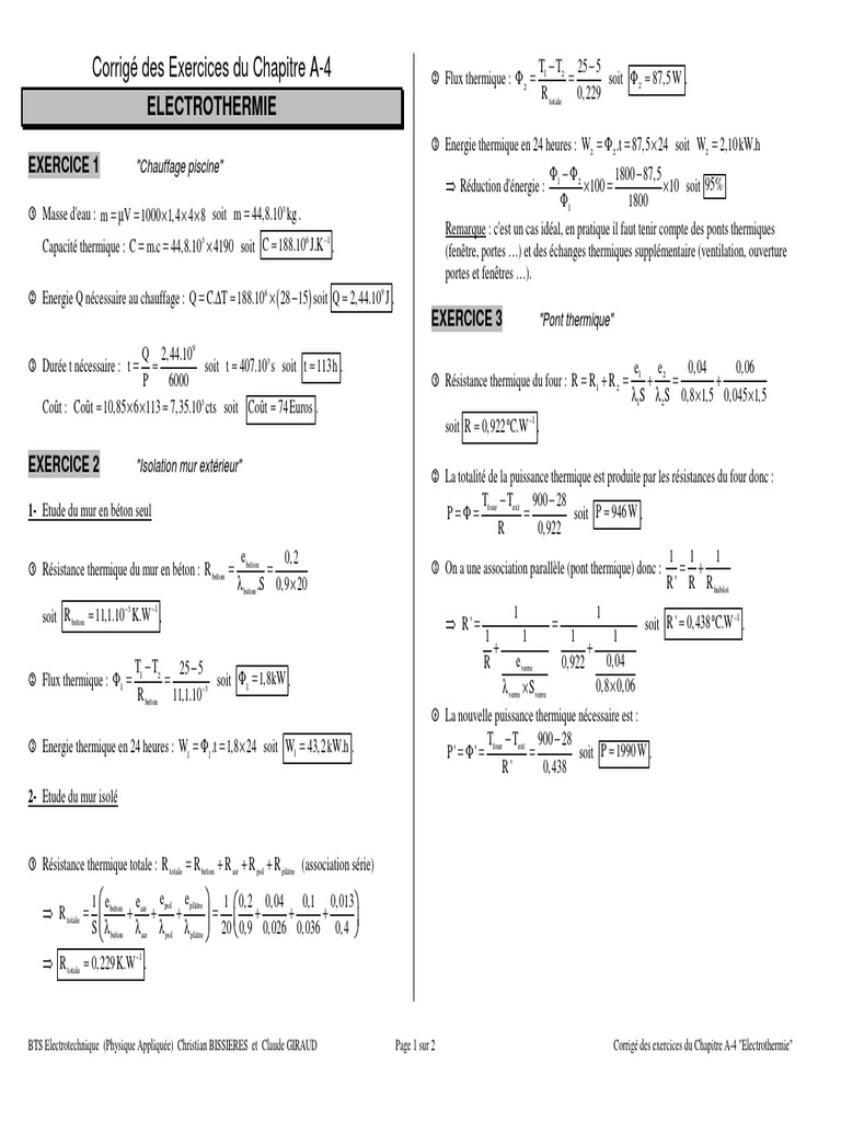 TD A4 Electrothermie Corrige | PDF