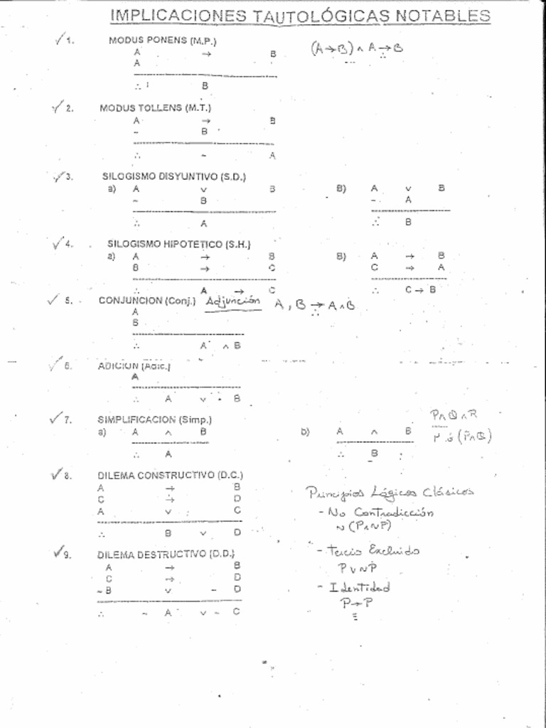 Equivalencias E Implicaciones Tautológicas Notables Pdf