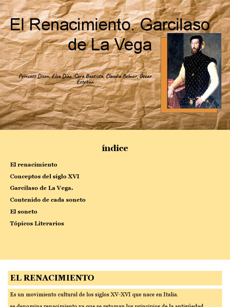 Garcilaso de la Vega y su poesía renacentista | PDF | Sonetos ...