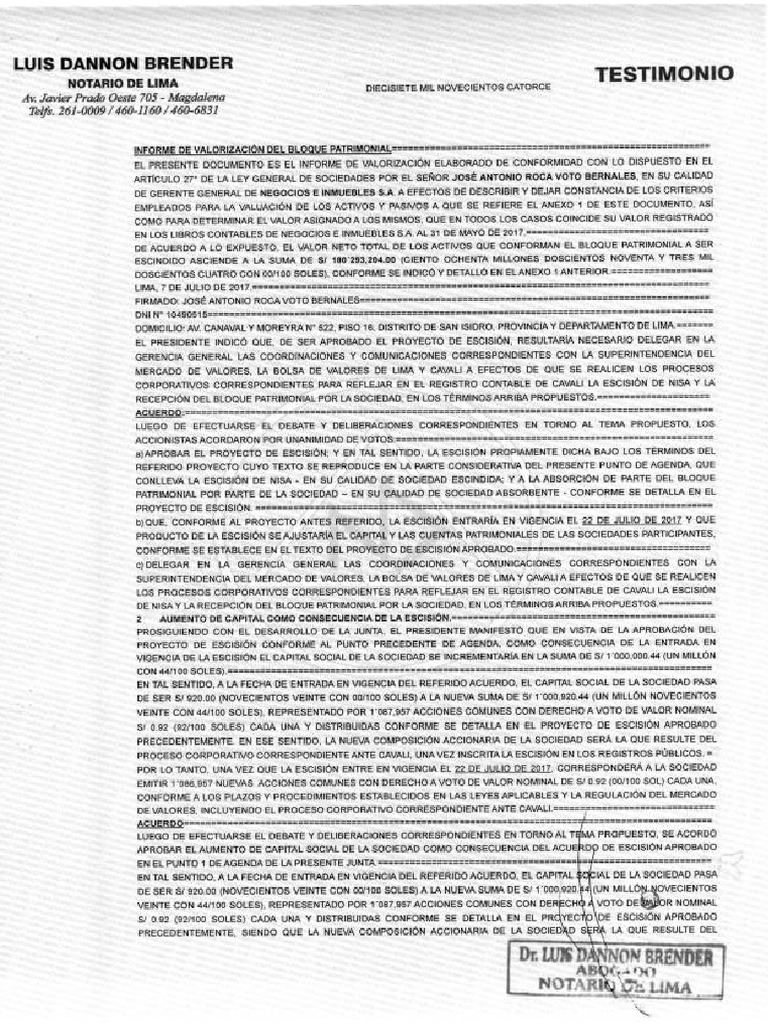 Modelo de Minuta de Escision | PDF