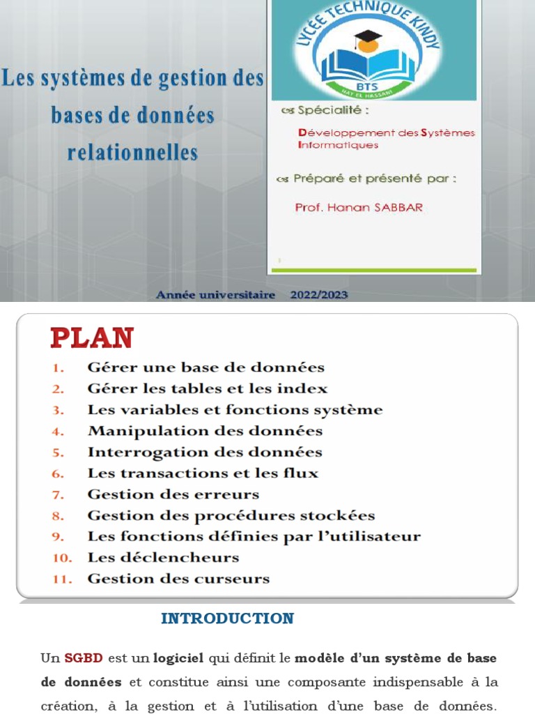 Cours SGBD | PDF | Base de données relationnelle | Bases de données