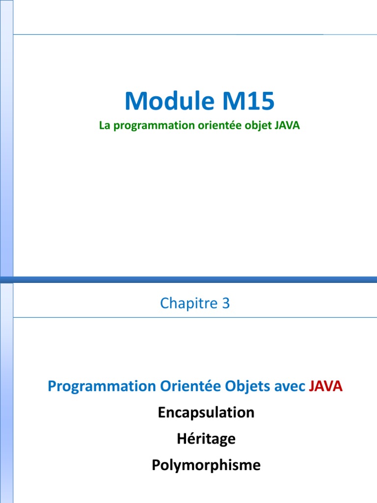Concepts de POO en Java : Héritage, Encapsulation, Polymorphisme | PDF | Classe (informatique ...