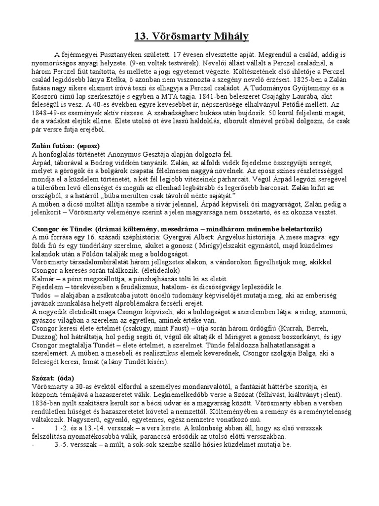 13 Vörösmarty Mihály | PDF