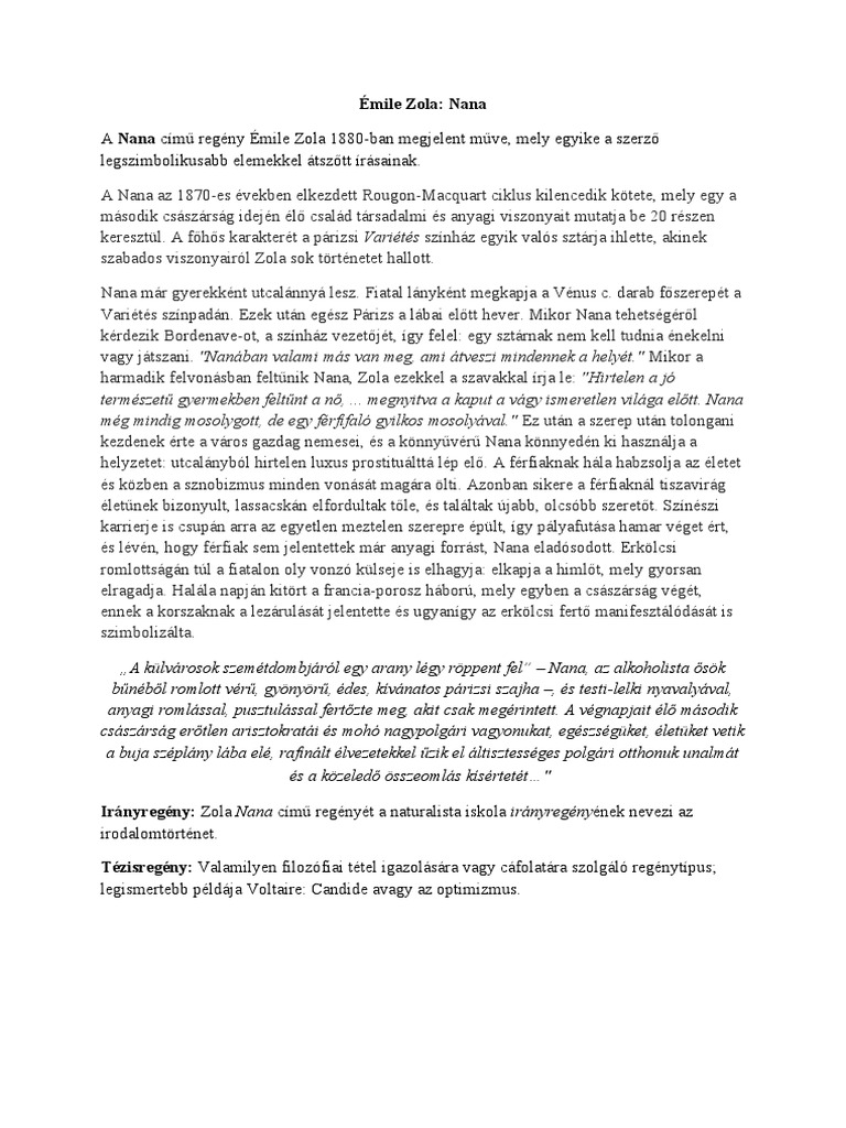 Émile Zola Nana | PDF