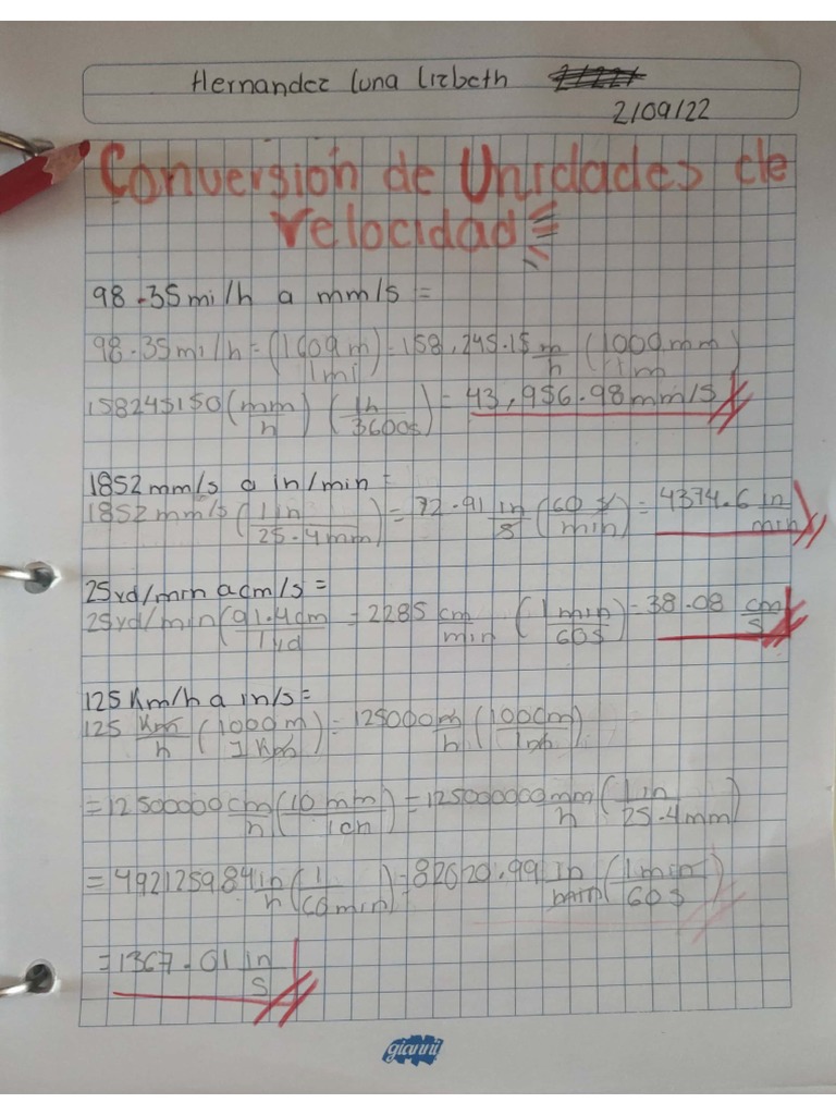Conversión de Unidades de Velocidad | PDF Conversión de Unidades de Velocidad | PDF