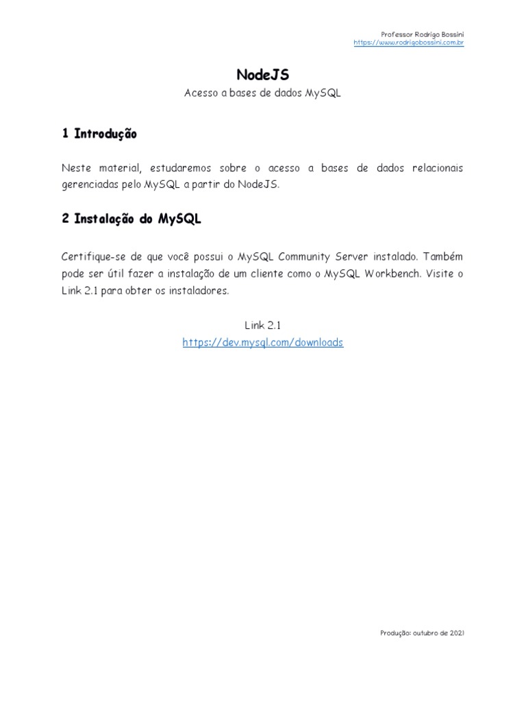 Nodejs Mysql Pdf Sql Tabela Banco De Dados 