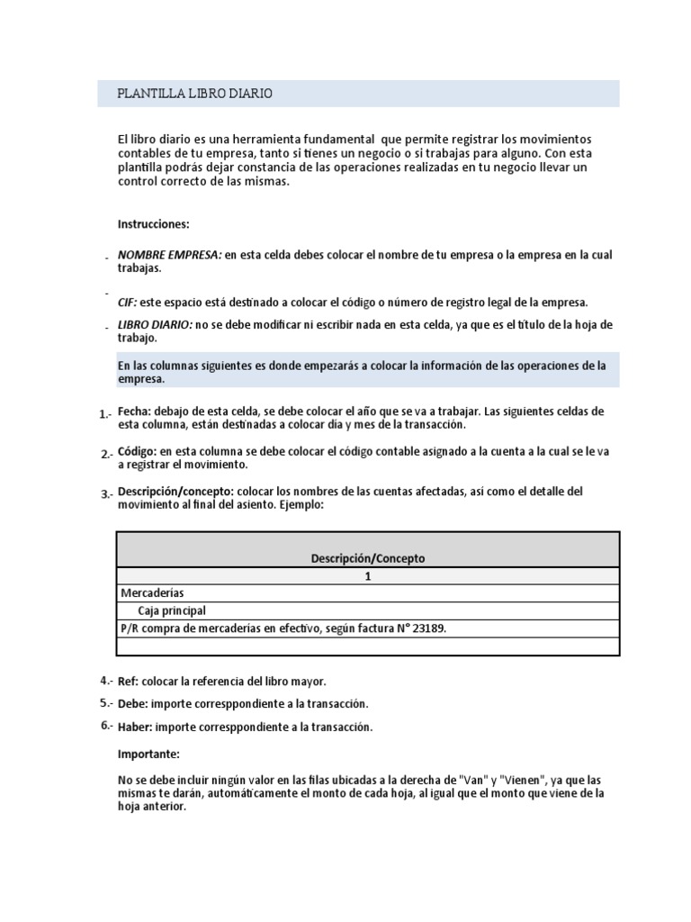 Plantilla de Libro Diario en Excel | PDF | Business | Informática