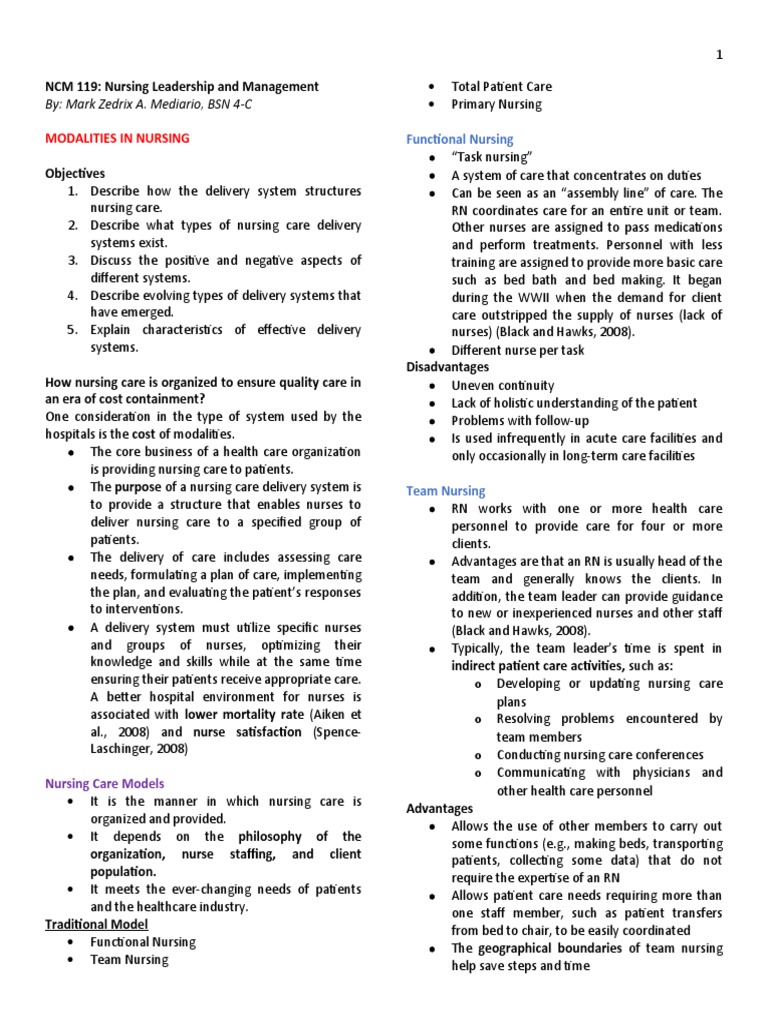 3 - Modalities of Nursing | PDF | Nursing | Health Care