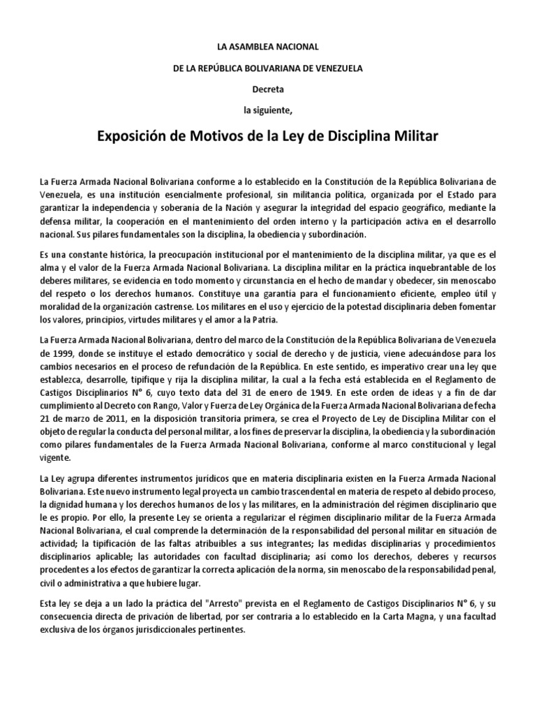 Ley de Disciplina Militar | PDF | Disciplinas | Instituciones sociales