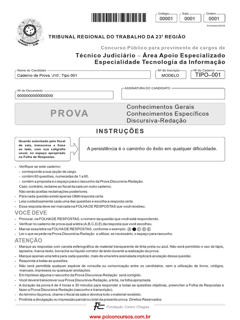 Prova j10 Tipo 001 | Download grátis PDF | BIOS