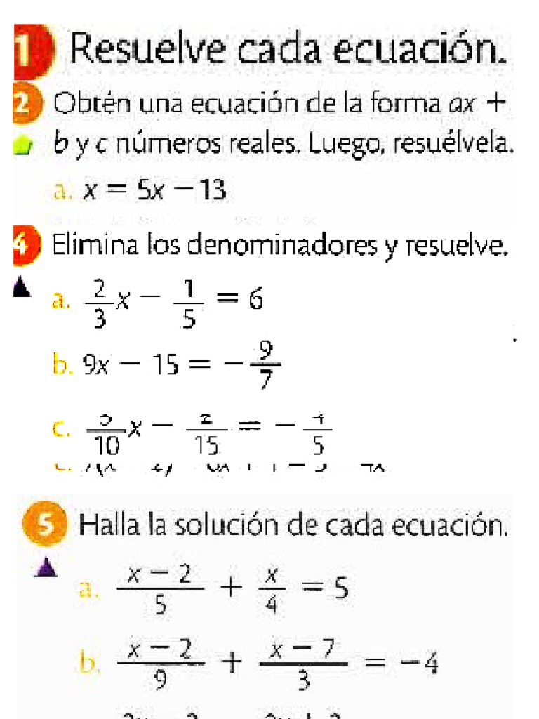 Ejercicios Ecucaciones de Primer Grado | PDF
