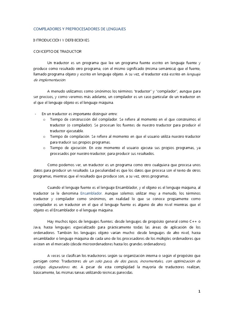 Compiladores y Preprocesadores de Lenguajes | PDF | Compilador ...