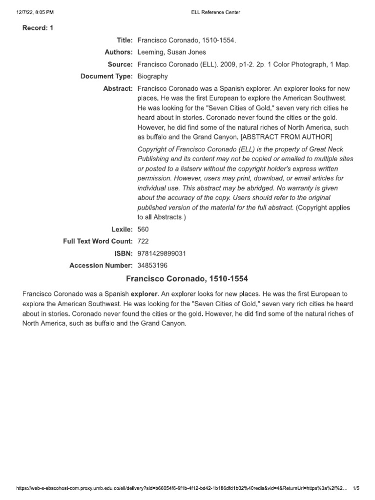 Francisco Coronado Story | PDF