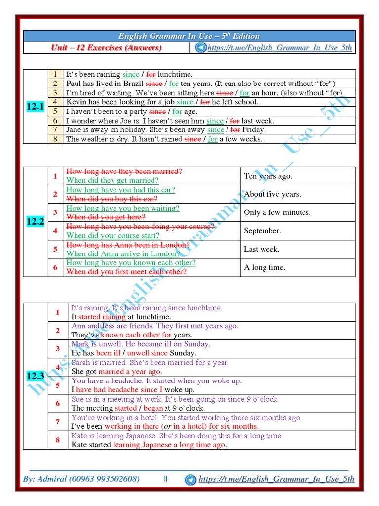 English Grammar In Use Exercises Answers | PDF