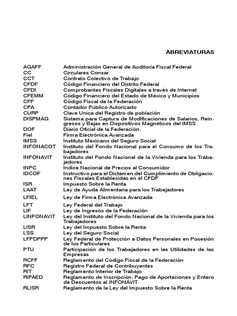 4 Abreviaturas | PDF | Impuestos | Impuesto sobre la renta