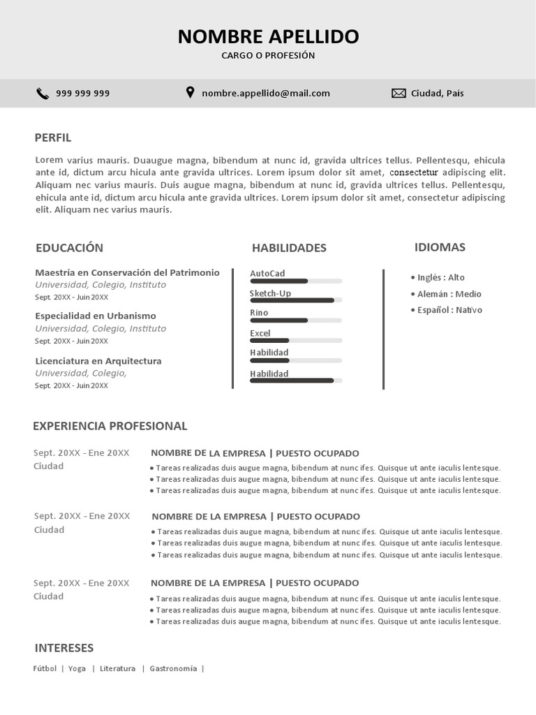 146 Curriculum Vitae Resume en Espanol | PDF | Entrevista de trabajo
