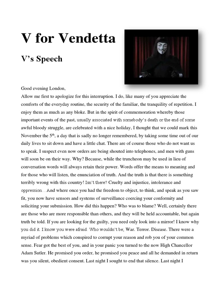V for Vendetta speech.docx | PDF