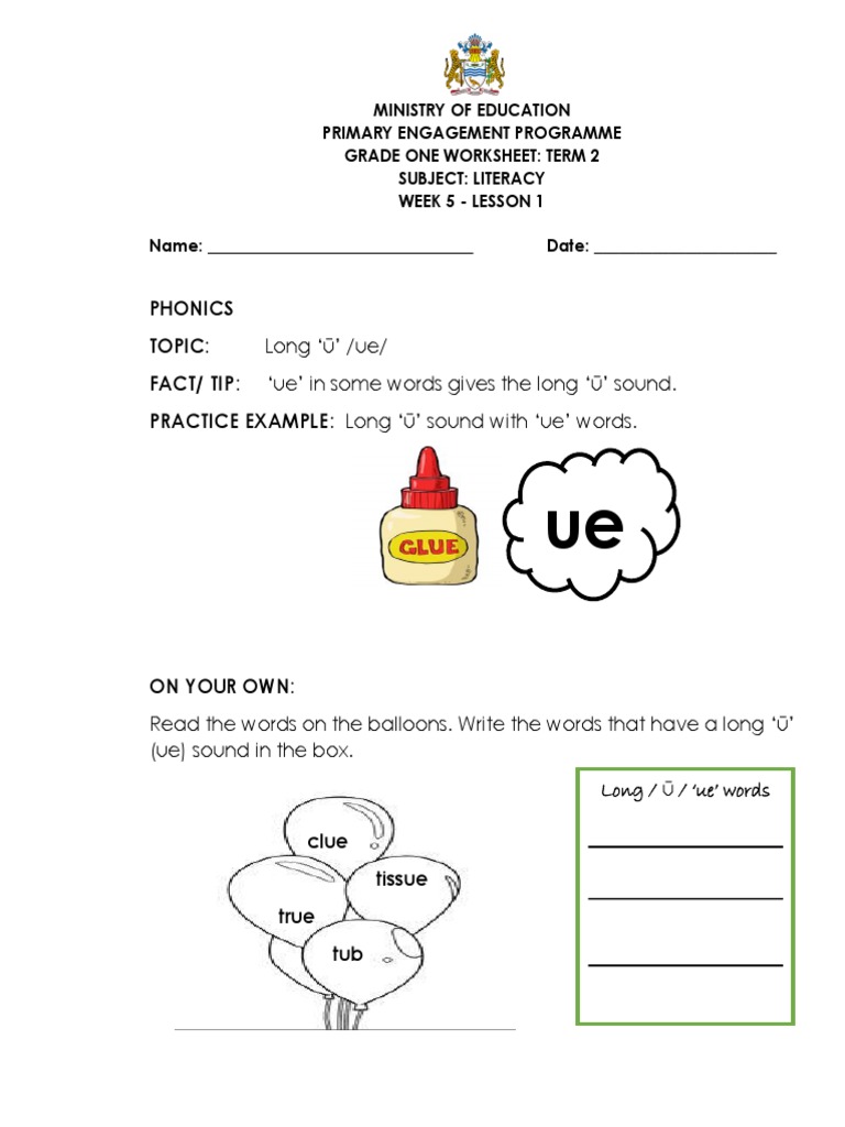 Grade 1 Literacy Weeks 5-8 Worksheets - Term 2 | PDF | Syllable | Phonics