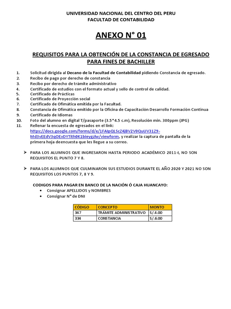 Anexo 01 - Constancia de Egresado | PDF
