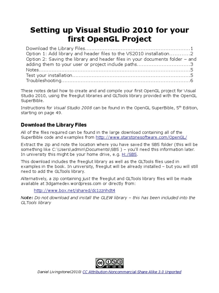 Setting Up Freeglut and GLTools Libraries Visual Studio 2010 | PDF ...