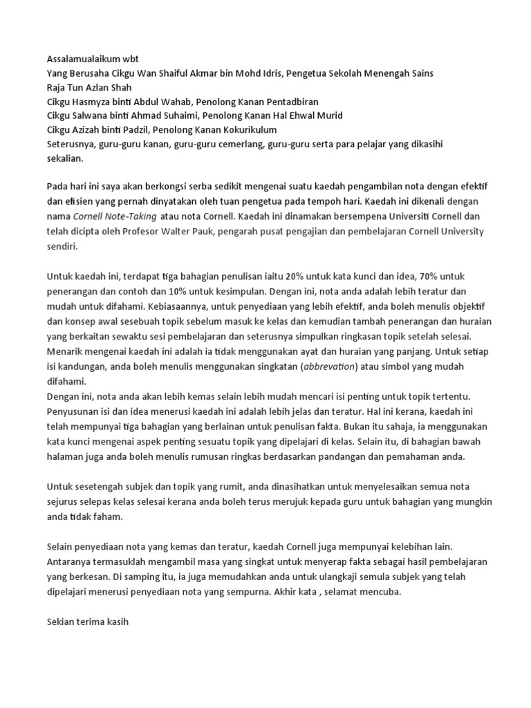 Cornell Method Pdf