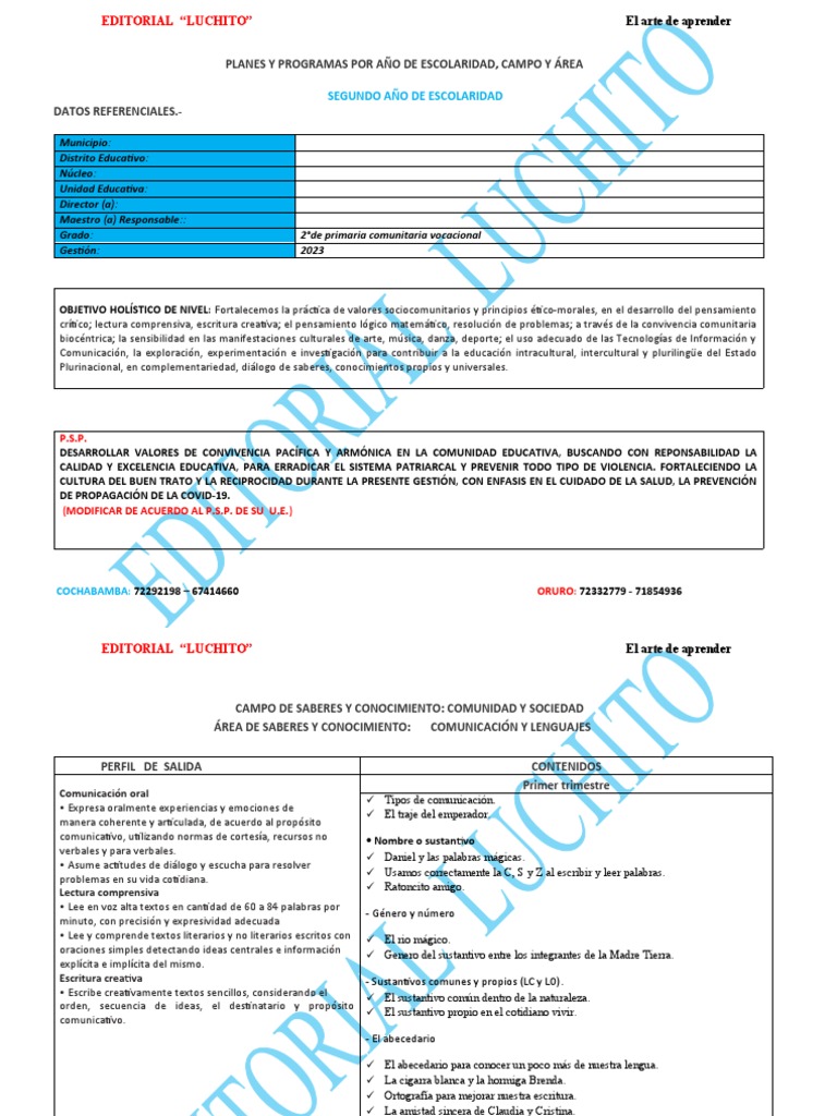 P.A.T. Mi Luchito Segundo 2023 | PDF | Pinturas | Dibujo
