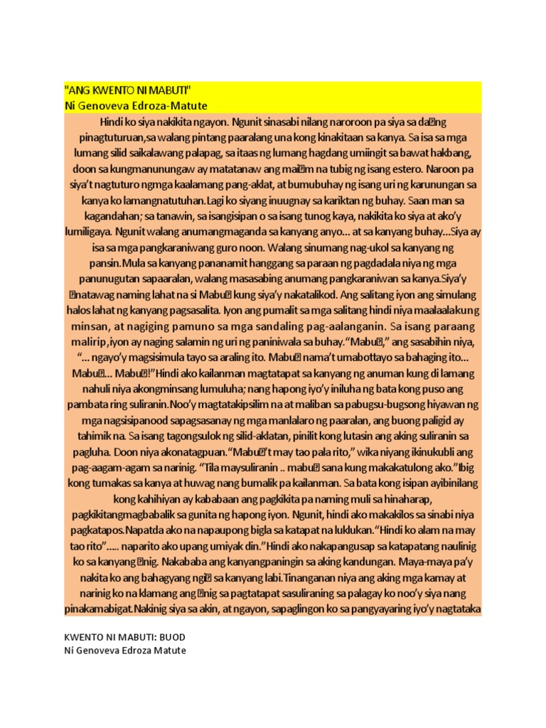 Ang Kwento Ni Mabuti | PDF