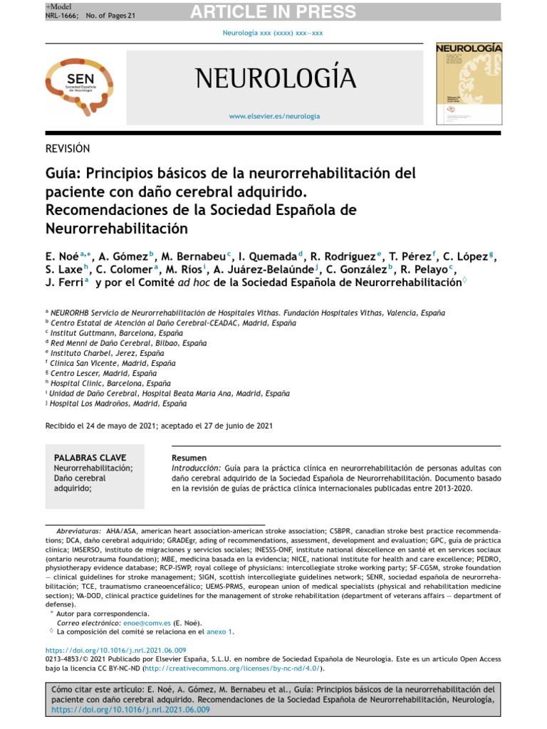 Guía Rehabilitacion neuropsicologica | PDF | Carrera | Lesión cerebral ...