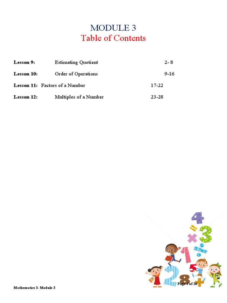 Module 3 Math 3 | PDF | Division (Mathematics) | Multiplication