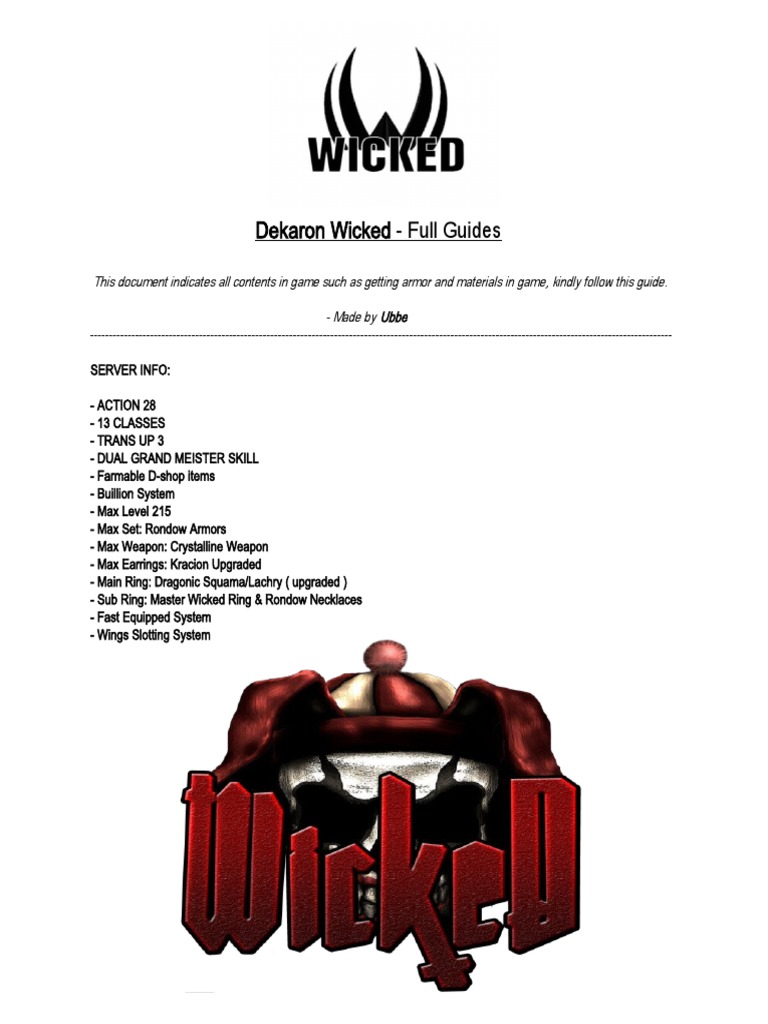 Dekaron Wicked Full Guides | PDF