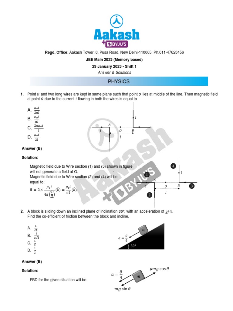 JEE Main 2023 Physics Solutions | PDF | Ion | Chemistry