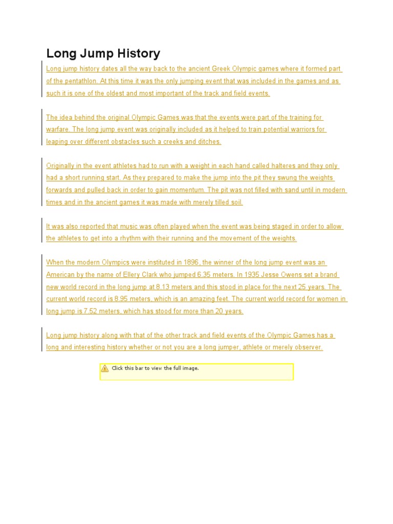 Long Jump History: Click This Bar To View The Full Image | PDF | Social ...