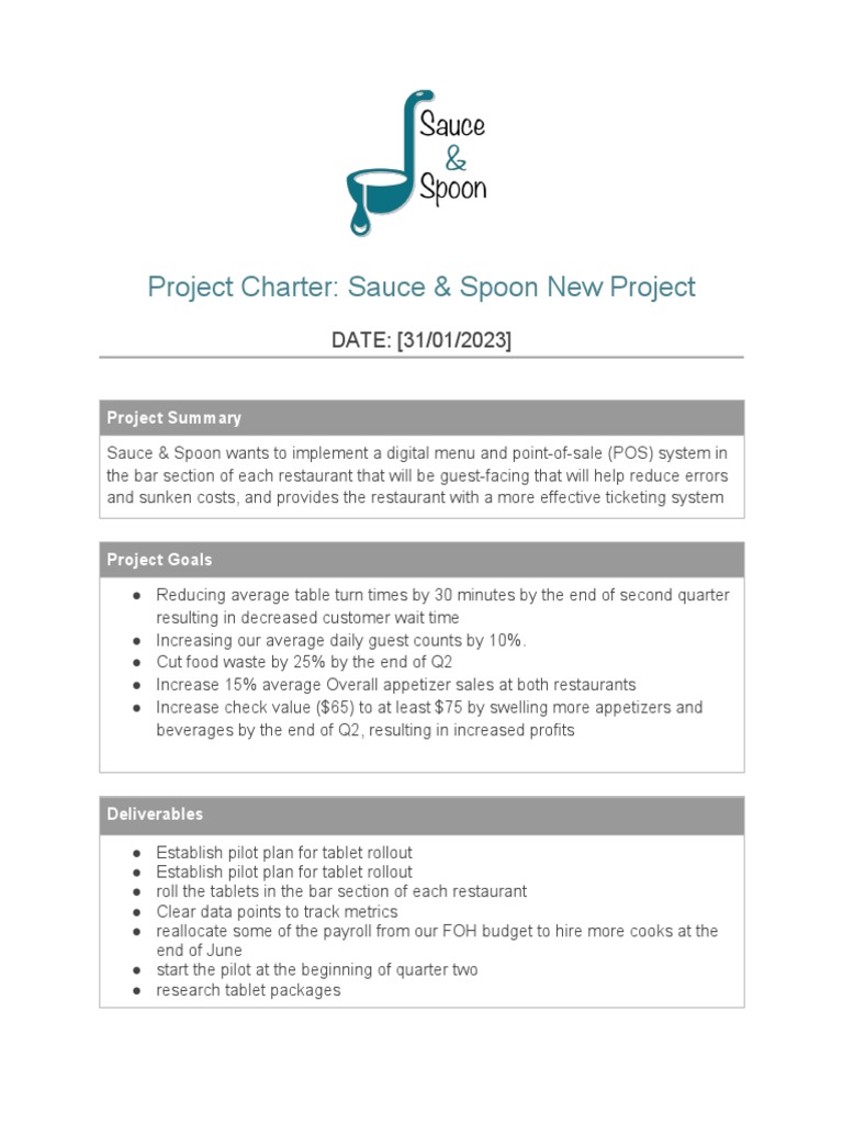 Activity Template - Project Charter | PDF
