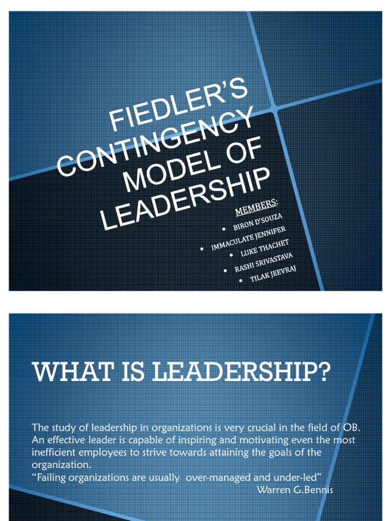 Fiedler's Contingency Leadership Model | PDF | Leadership ...