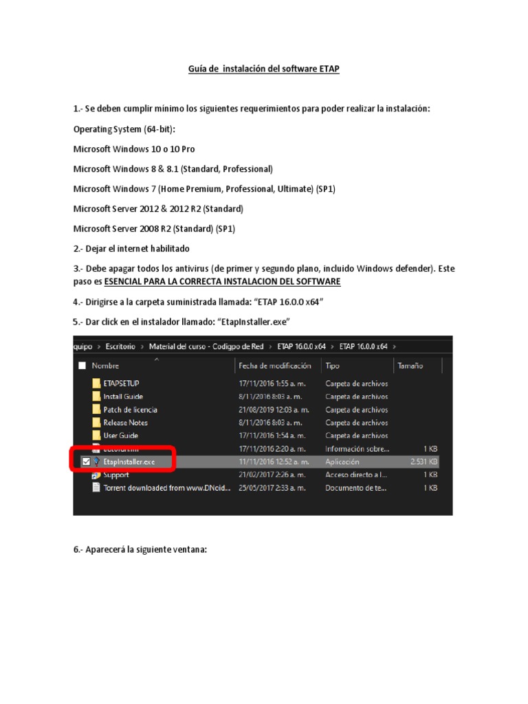 Guia de Instalacion Del Software ETAP | PDF | Microsoft Windows ...