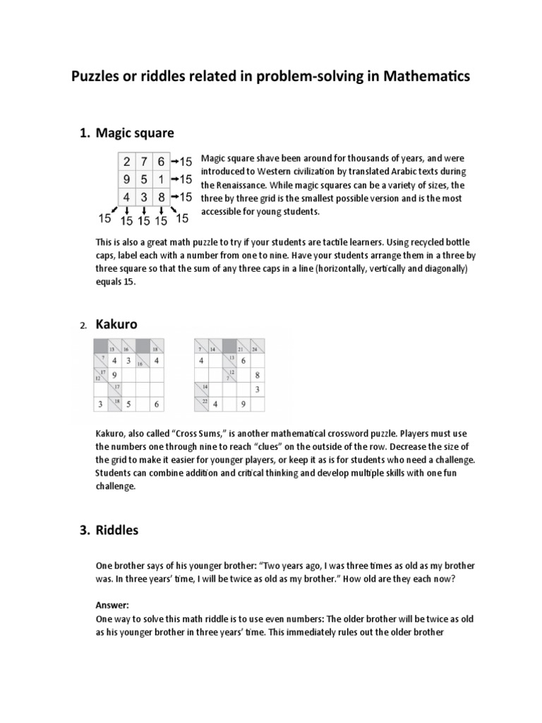 Puzzles or Riddles | PDF