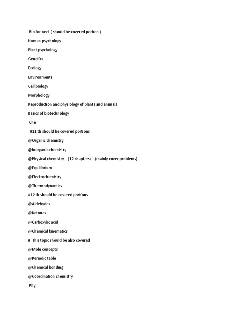 Neet Syllabus Pdf