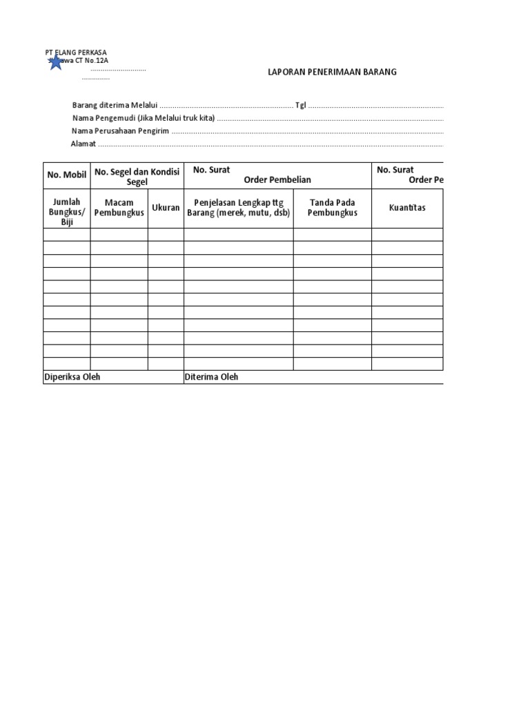 Laporan Penerimaan Barang | PDF