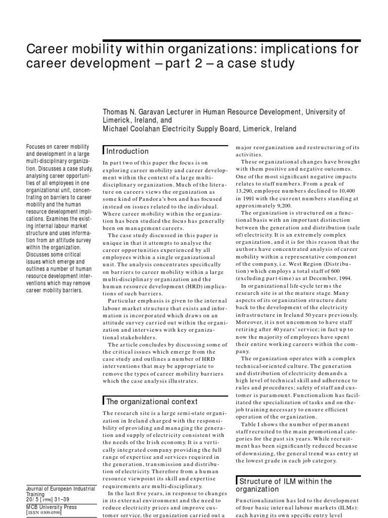 Career Mobility Within Organizations: Implications For Career ...
