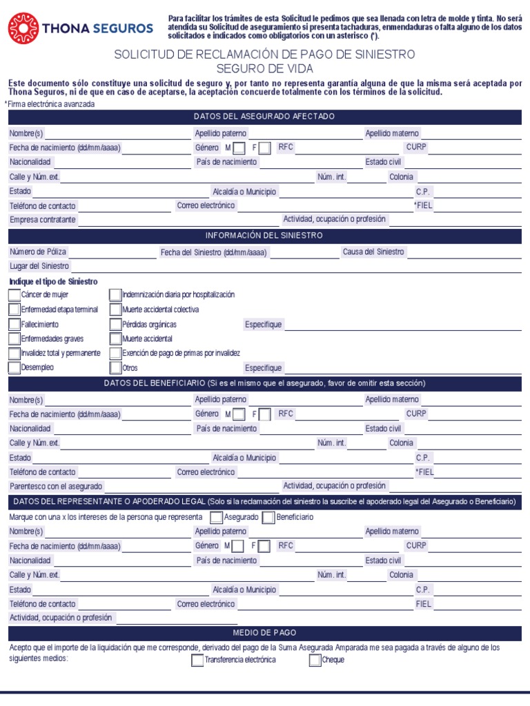 Solicitud Reclamacion VIDA 2022 OK | PDF | Seguro | Póliza de seguros