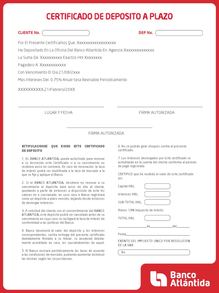 Certificado de Deposito Plazo 22 | PDF | Bancos | Economias Certificado de Deposito Plazo 22 | PDF | Bancos | Economias